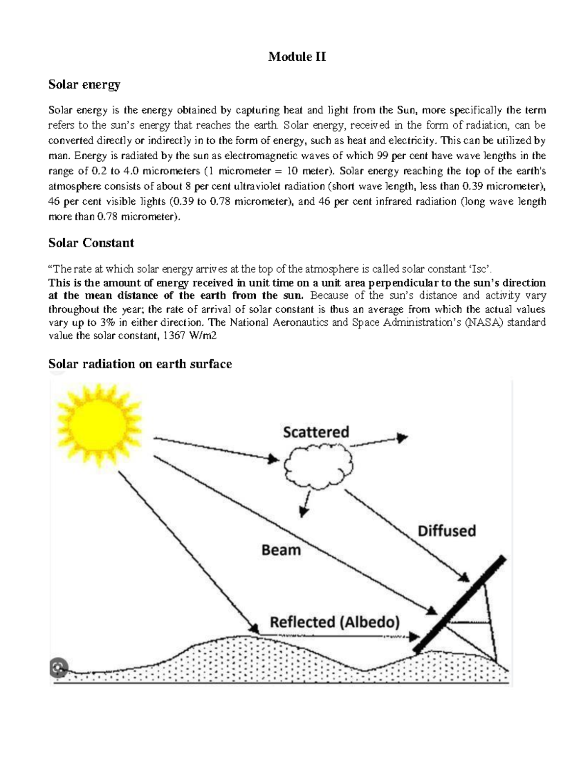 EE-2 Solar Energy: Module II Notes on Radiation and Measurements - Studocu