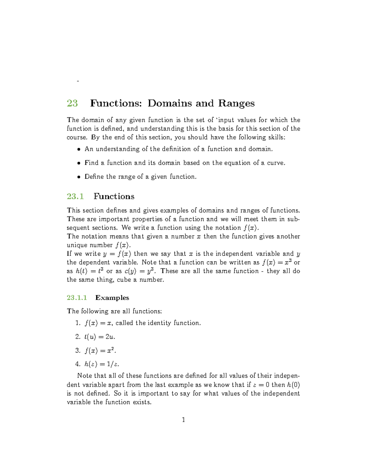 Functions: Domains and Ranges - MTHS 23 Study Guide - Studocu