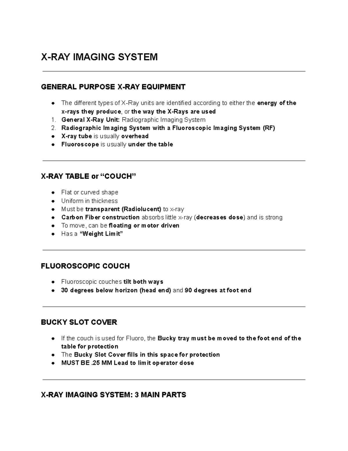 X-Ray Imaging System and Circuit Functions - Lecture Notes (IMAGING 101 ...