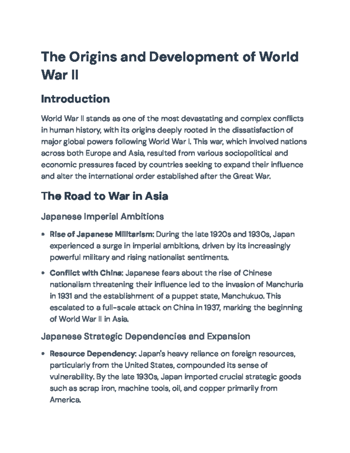 The Origins and Development of WWII: A Detailed Examination - Studocu