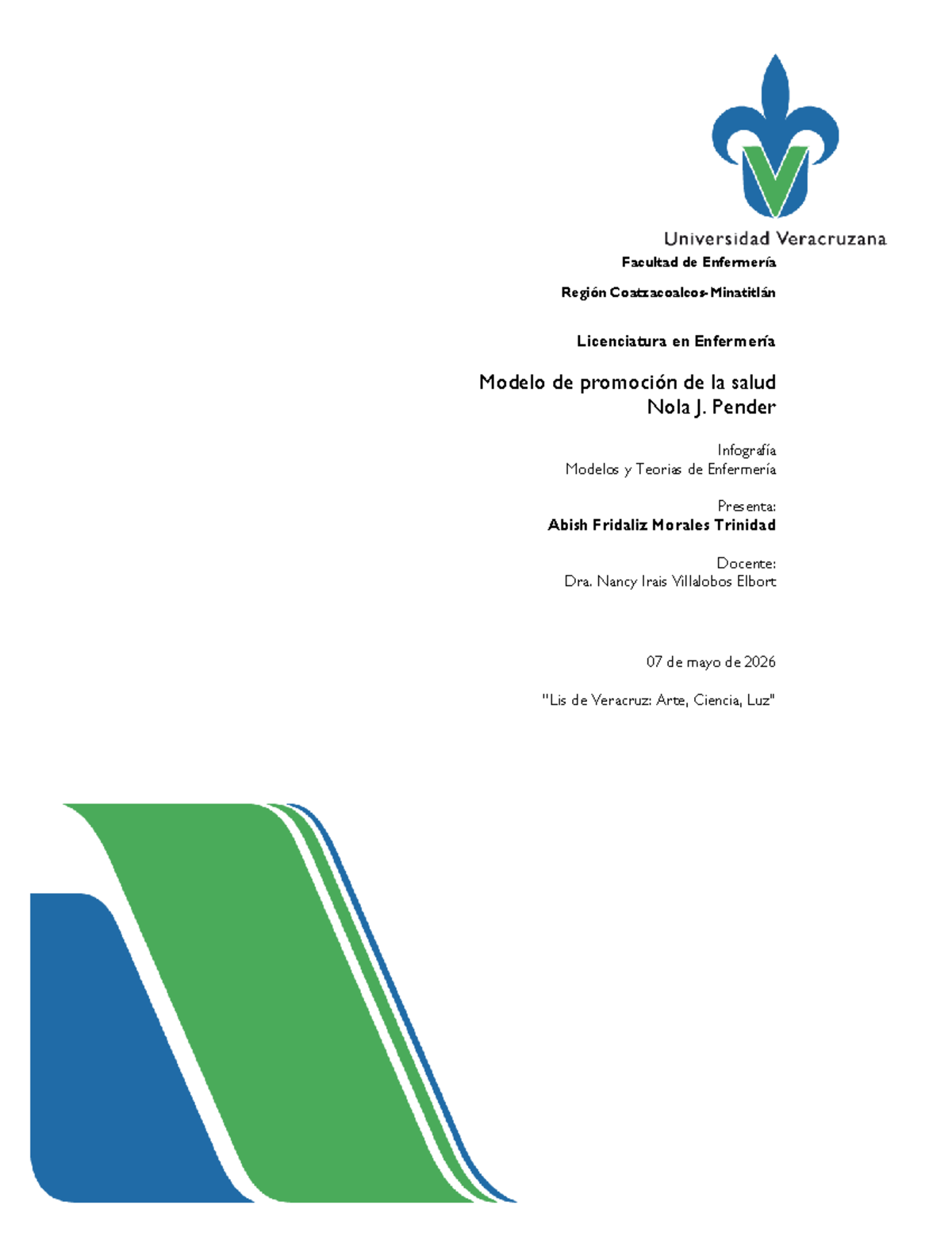 Infografía sobre el Modelo de Promoción de la Salud de Nola Pender ...