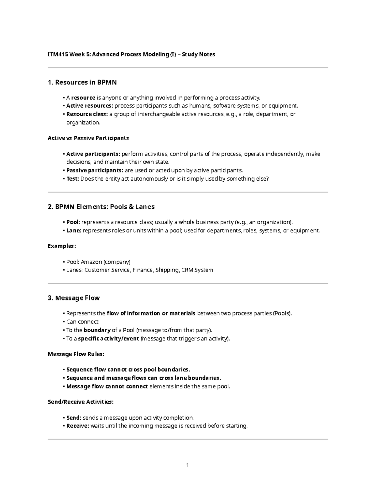 ITM415 Week 5: Advanced BPMN Process Modeling Study Notes - Studocu