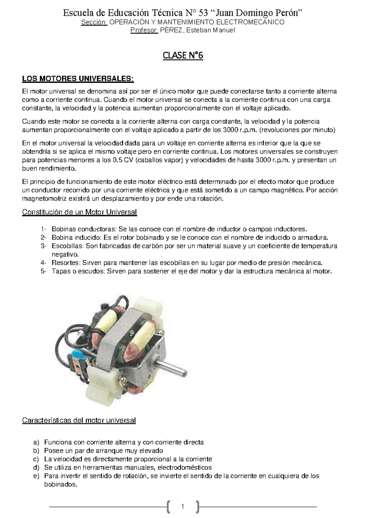 Clase N°6: Motores Universales y su Funcionamiento Electromecánico ...