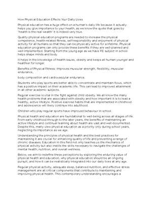 How Physical Education Effects Your Daily Lives - Quality physical ...