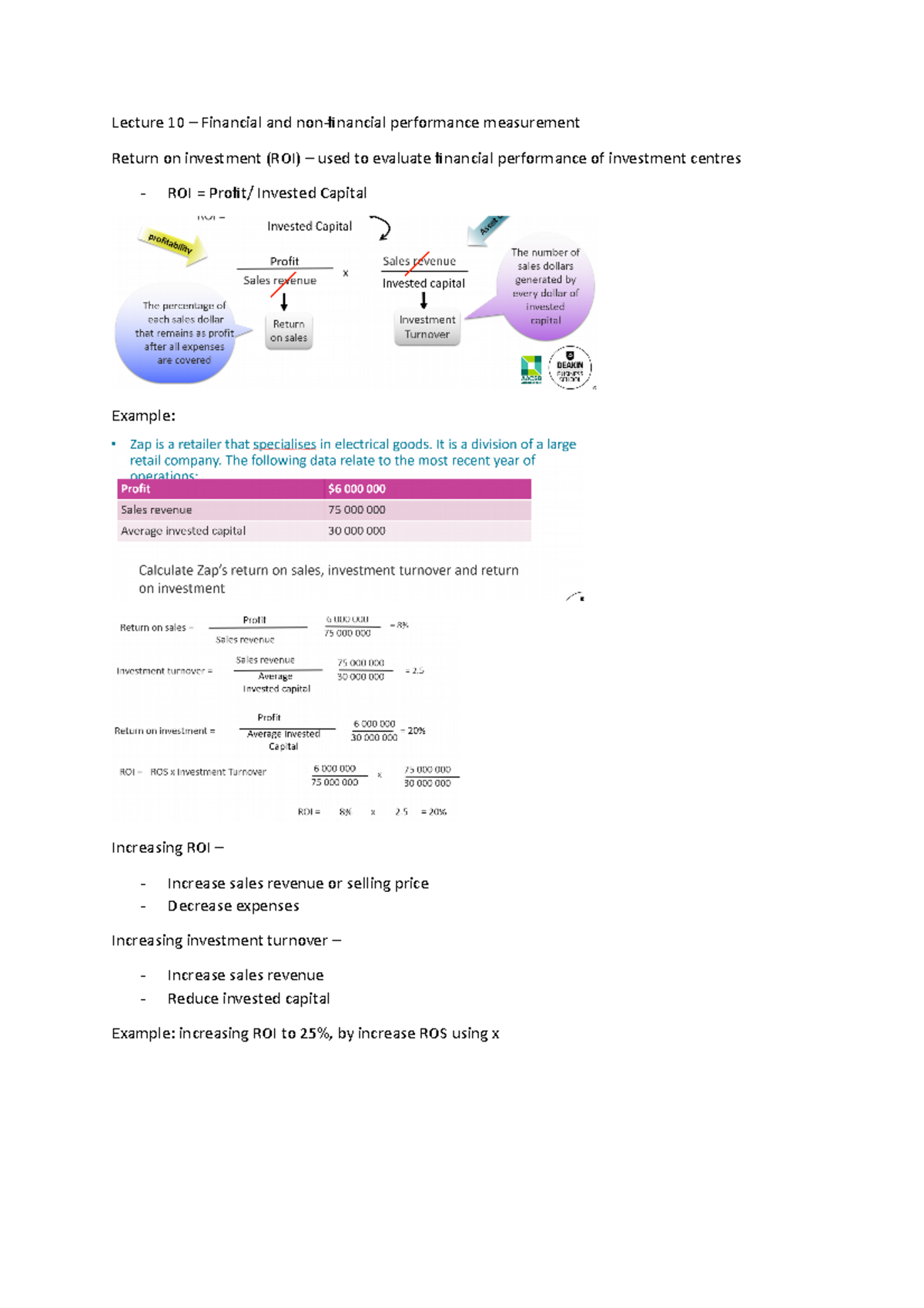 Lecture 10 - Understanding ROI: Steps to Calculate and Interpret Performance - Studocu