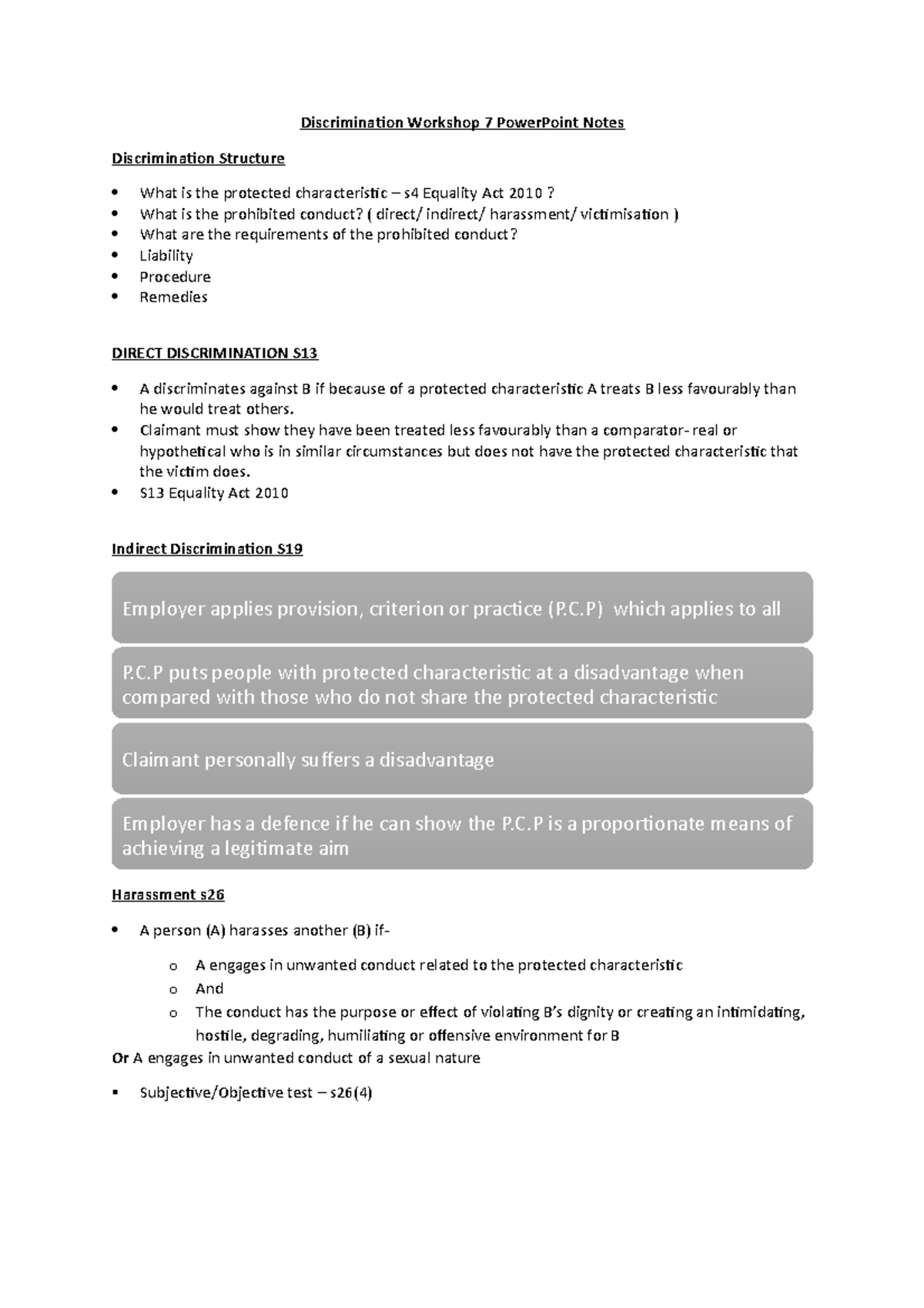Discrimination Workshop 7 Power Point Notes - Discrimination Workshop 7 ...