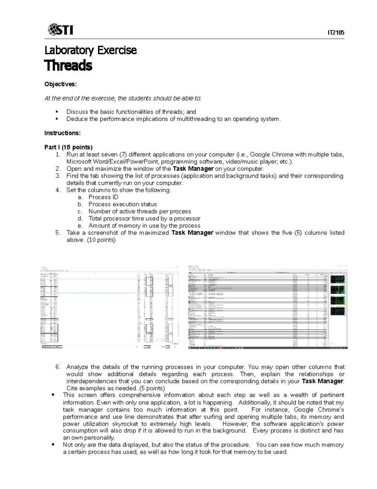 IT 03 Laboratory Exercise 1: Exploring Threads and Multithreading ...