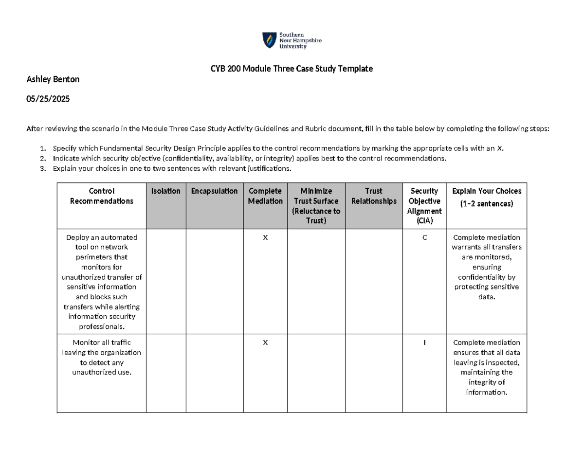 CYB 200 Module Three Case Study Analysis and Recommendations - Studocu