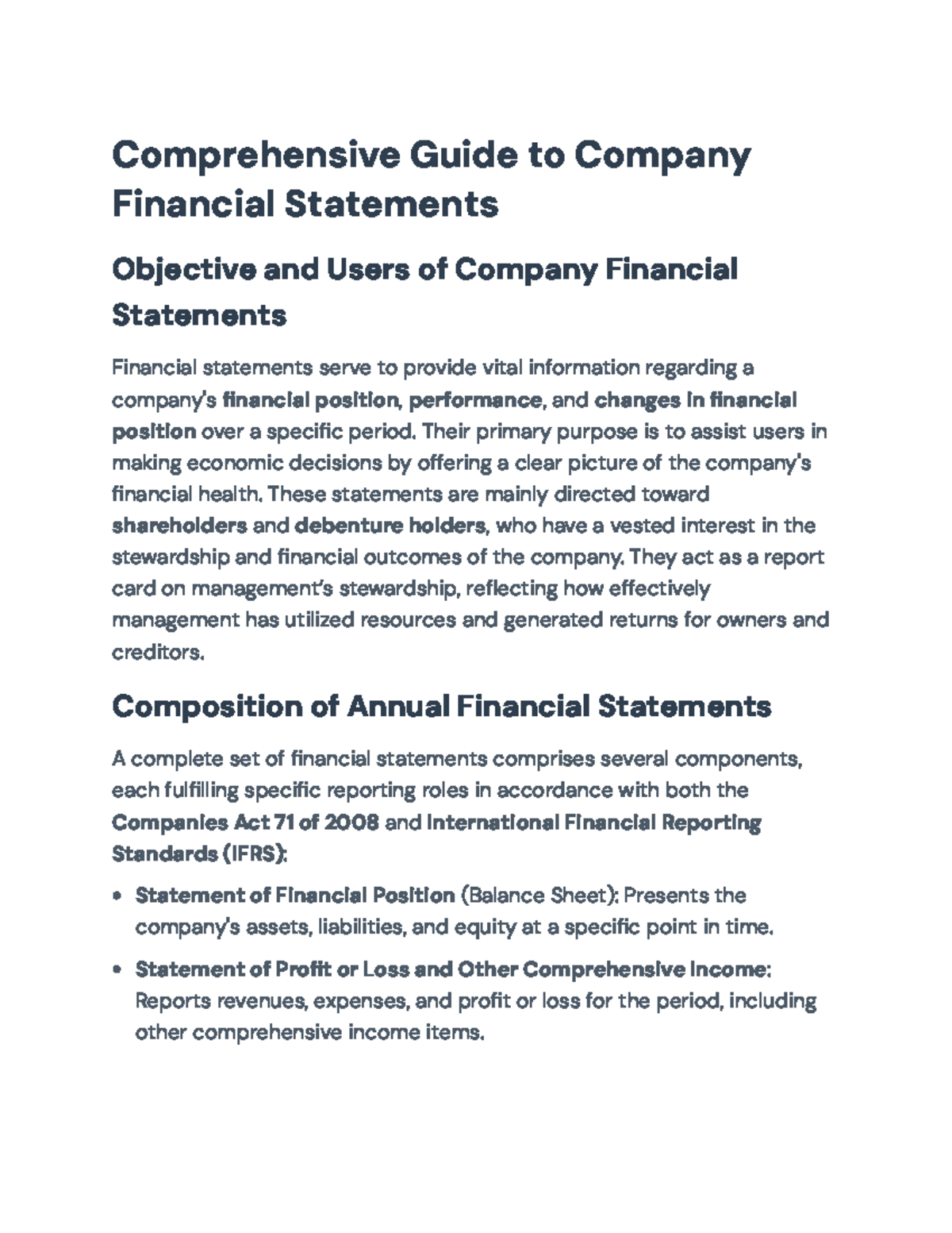 Comprehensive Overview of Company Financial Statements (ACCT 101) - Studocu
