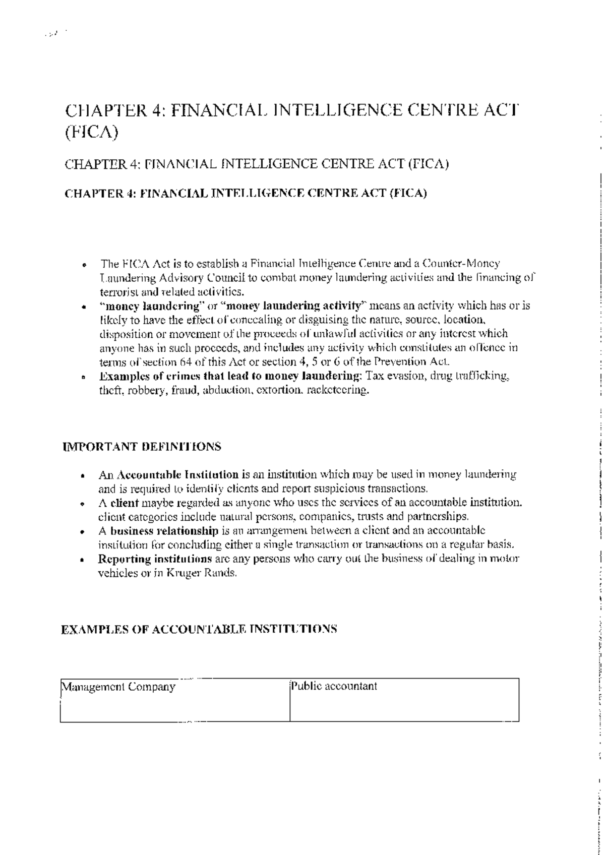 Chapter 4-1: FICA Overview & Key Duties for Accountable Institutions ...