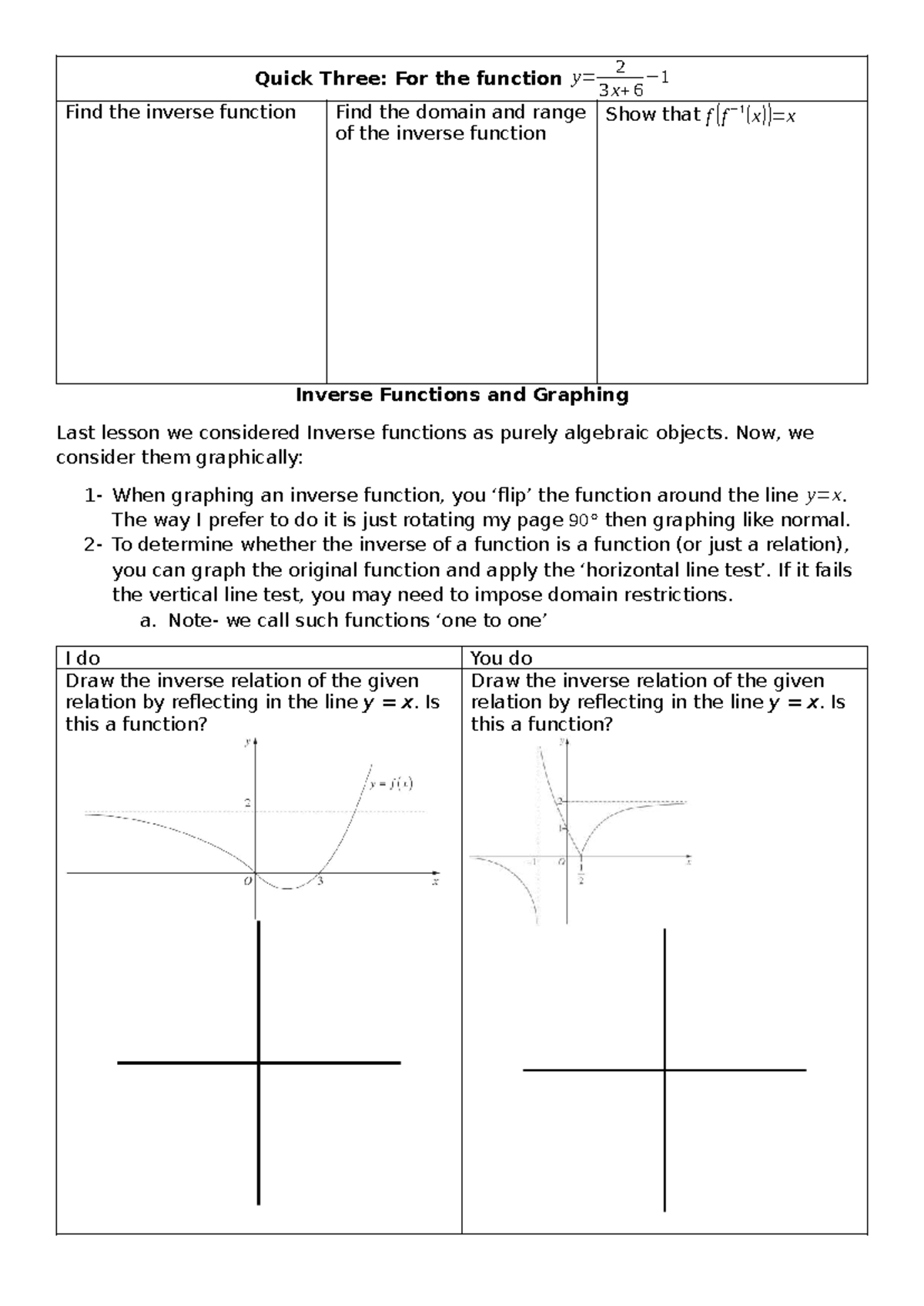 Lesson 5: Inverse Functions & Graphing (Course Code: 236) - Studocu