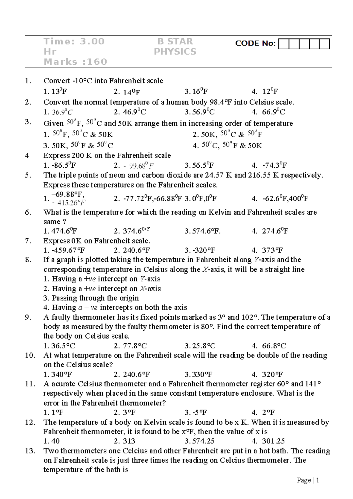 B STAR Physics Final Exam Questions & Answers - Studocu