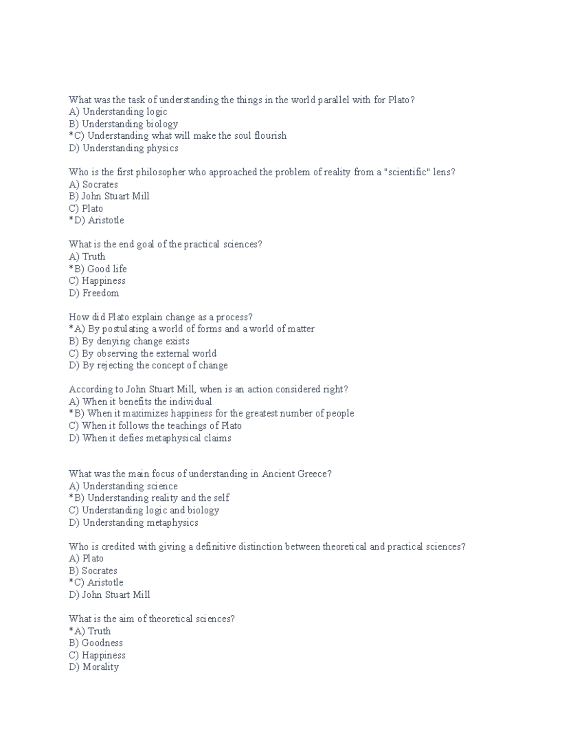 PHIL 101: Good Life Quiz on Philosophical Understanding - Studocu