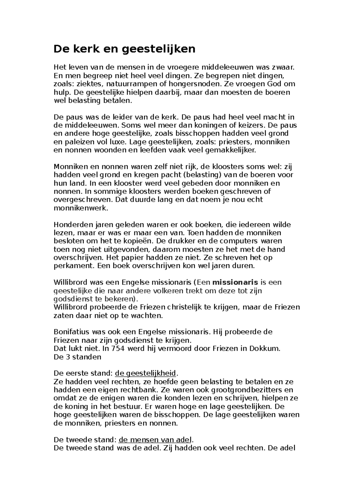 De Kerk en Geestelijken in de Middeleeuwen: Een Overzicht - Studeersnel