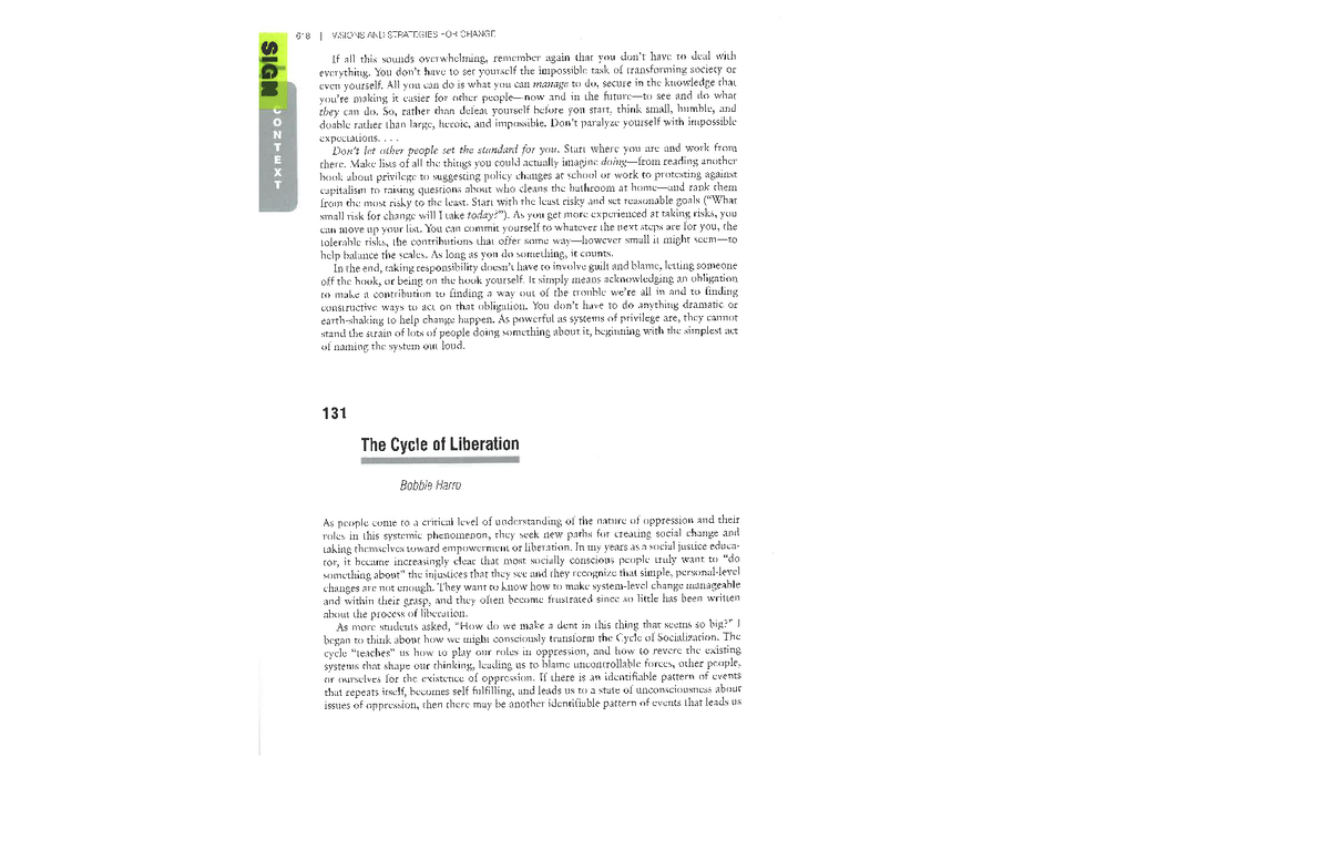 Cycle of Liberation: Insights from Harro's 2010 Model for Change - Studocu