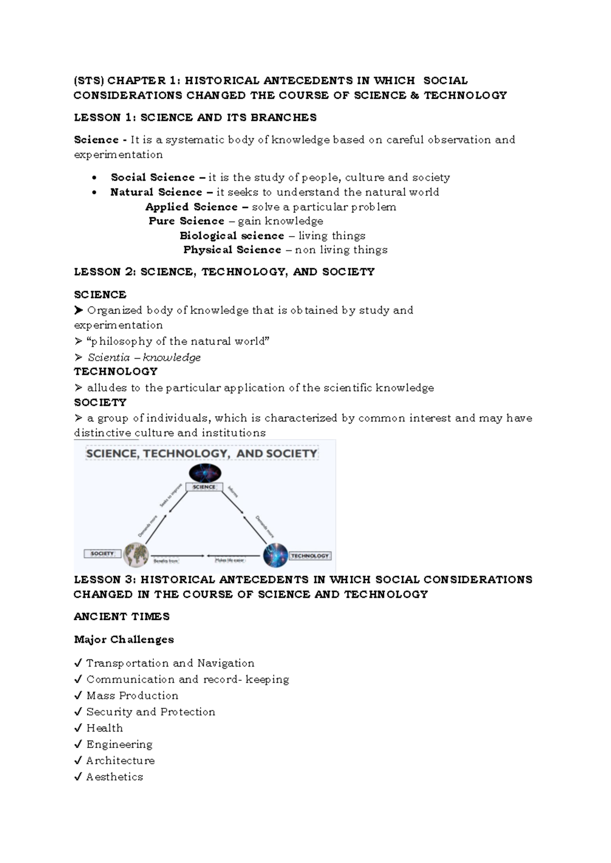 (STS) CHAPTER 1: HISTORICAL ANTECEDENTS IN SCIENCE & TECHNOLOGY - Studocu