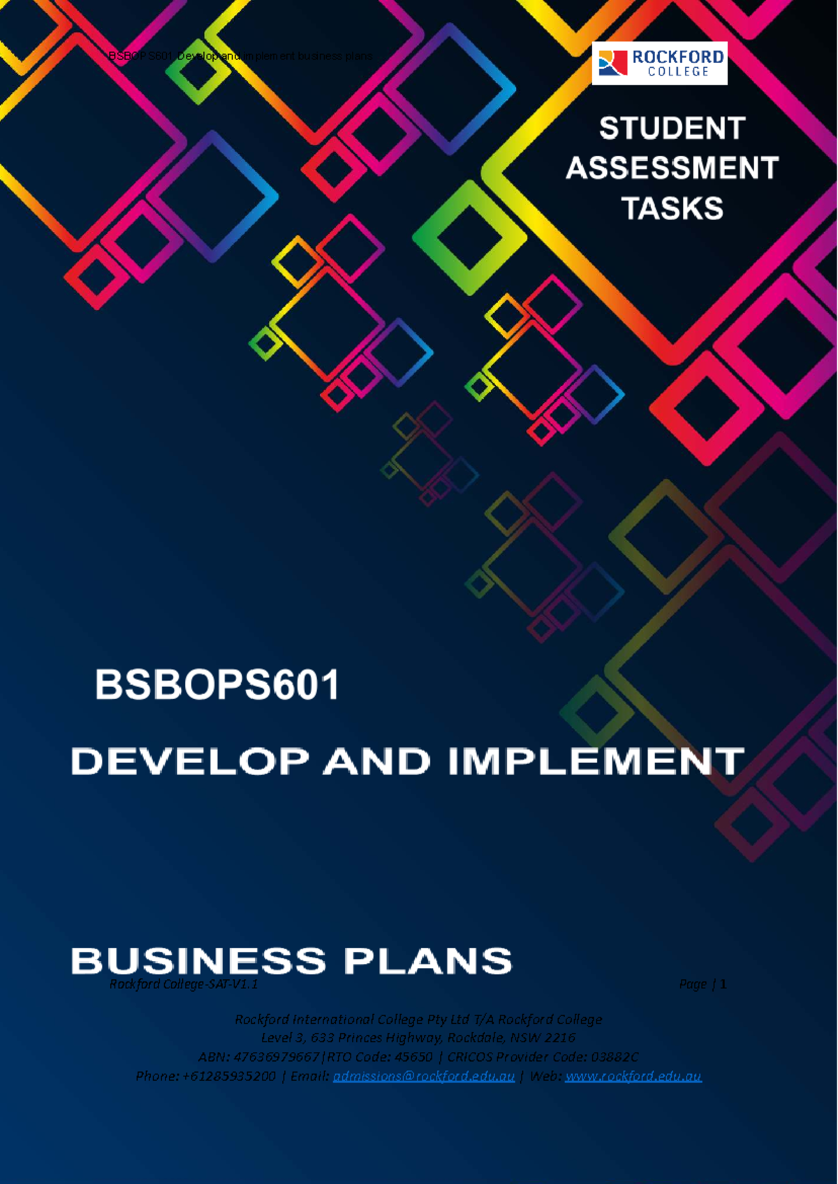 BSBOPS601 Final Exam: Develop & Implement Business Plans Guide - Studocu