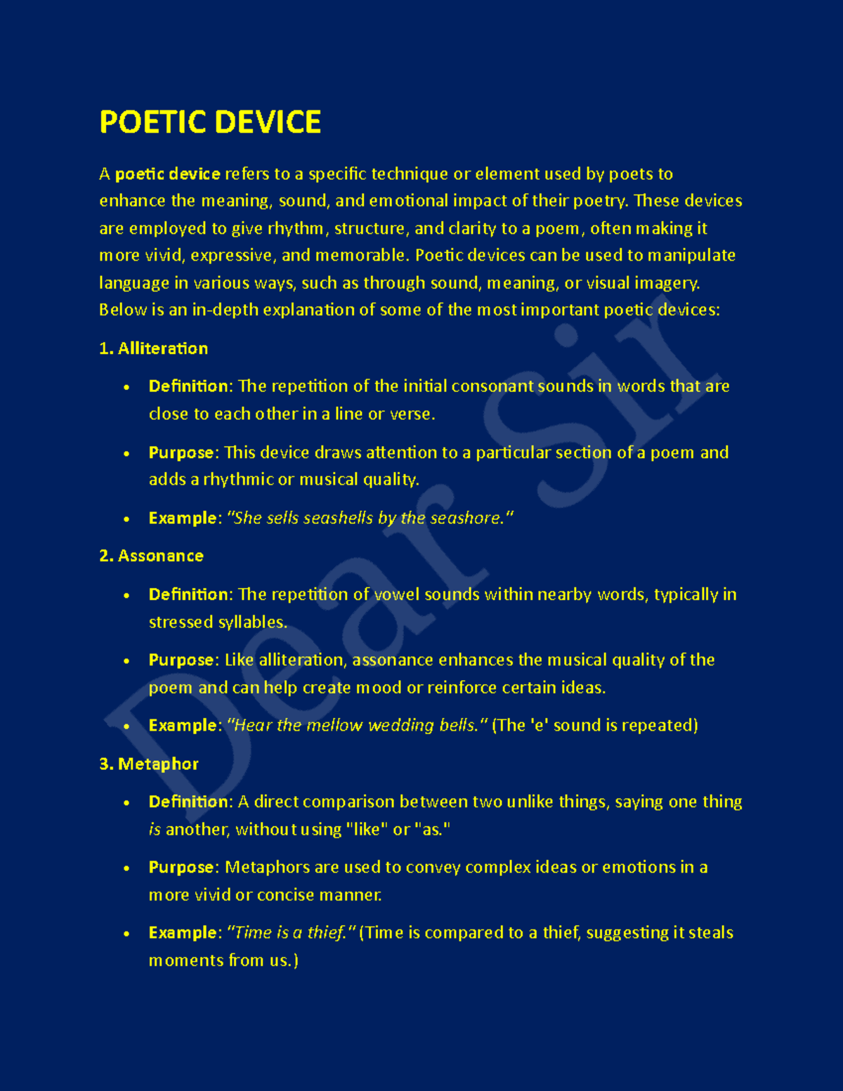 Poetic Device Explained (1) - POETIC DEVICE A poetic device refers to a ...
