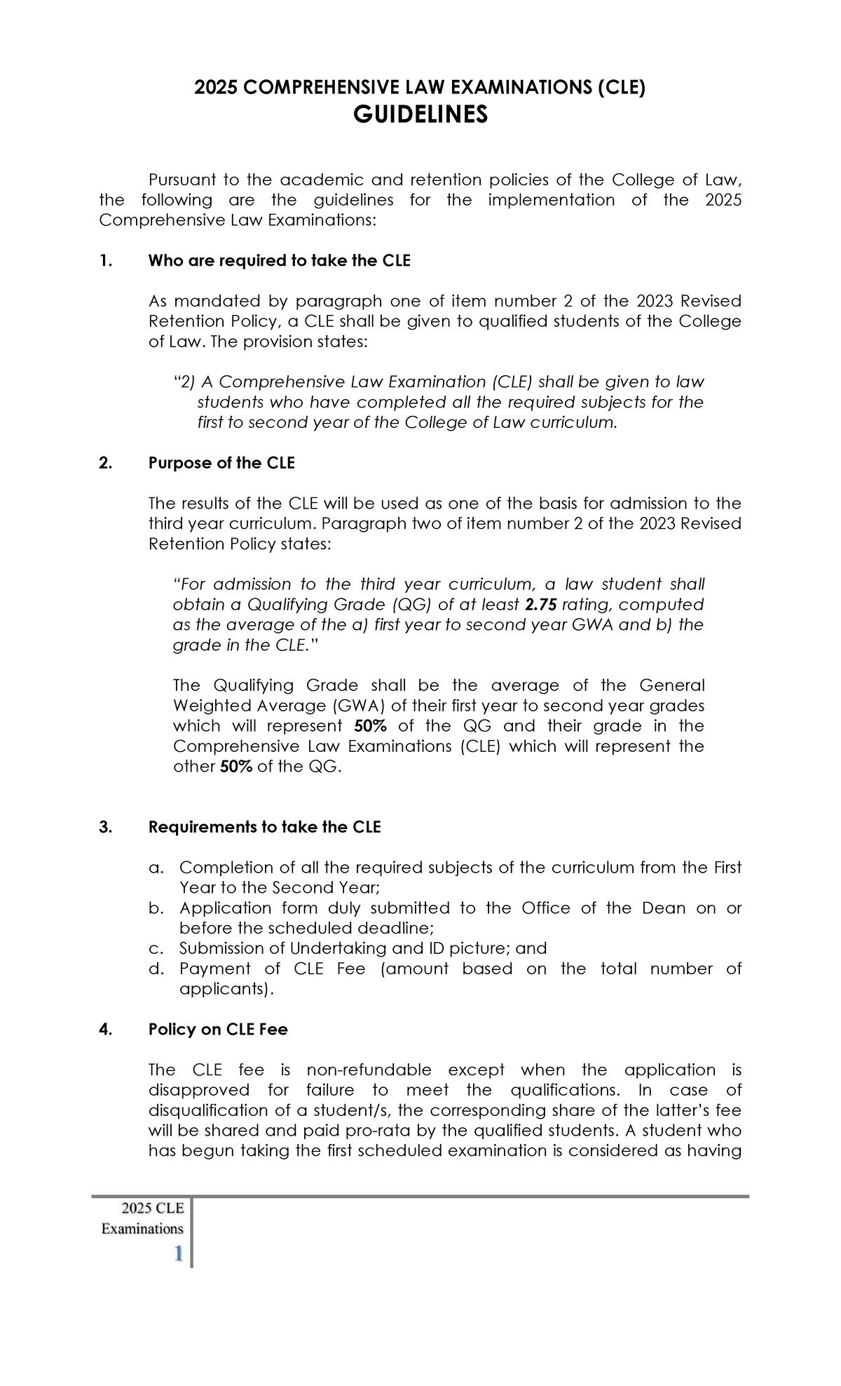 2025 CLE Guidelines for Comprehensive Law Examinations Preparation ...