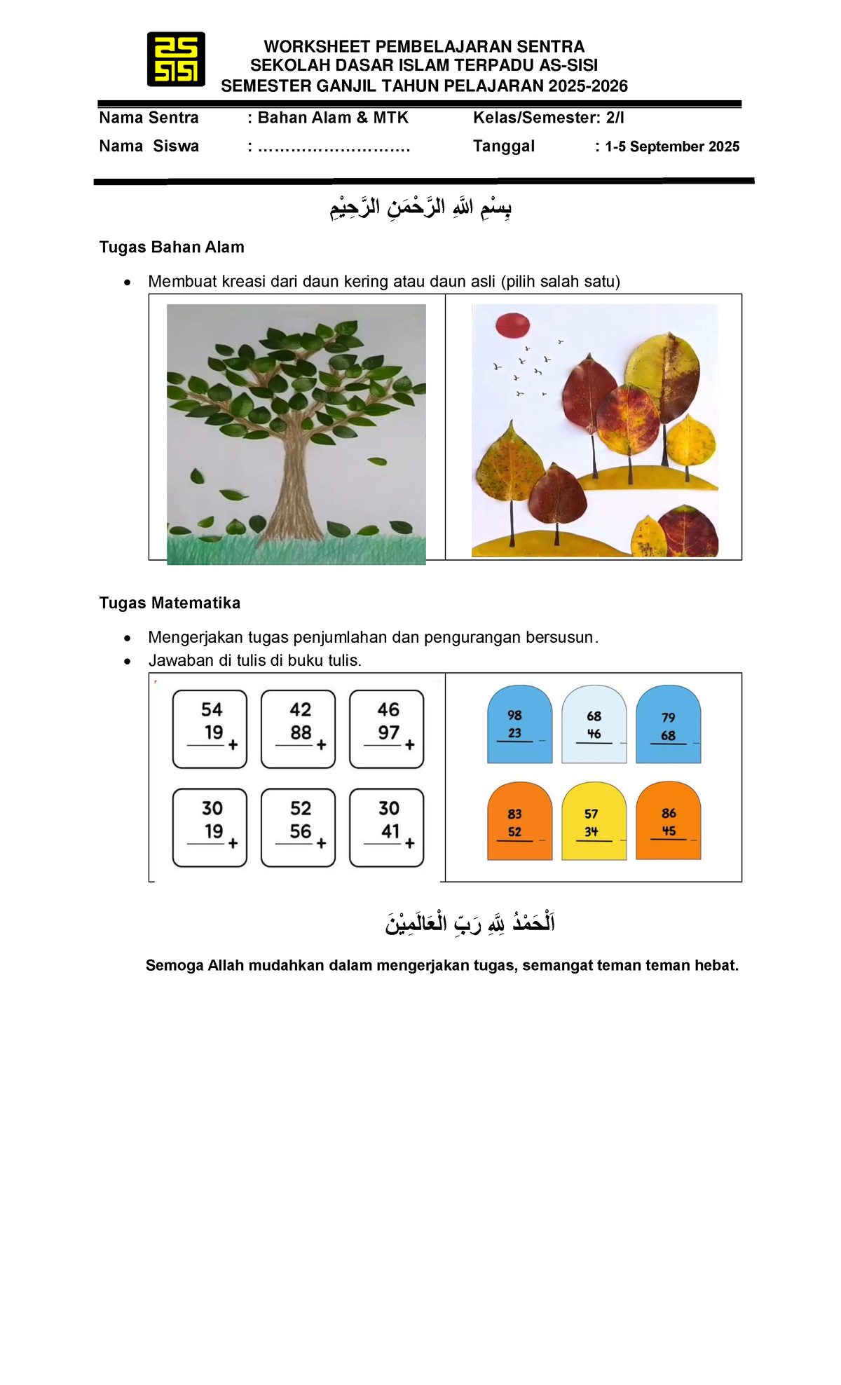 Sentra Bahan ALAM & Matematika - Nama Sentra : Bahan Alam & MTK Kelas ...