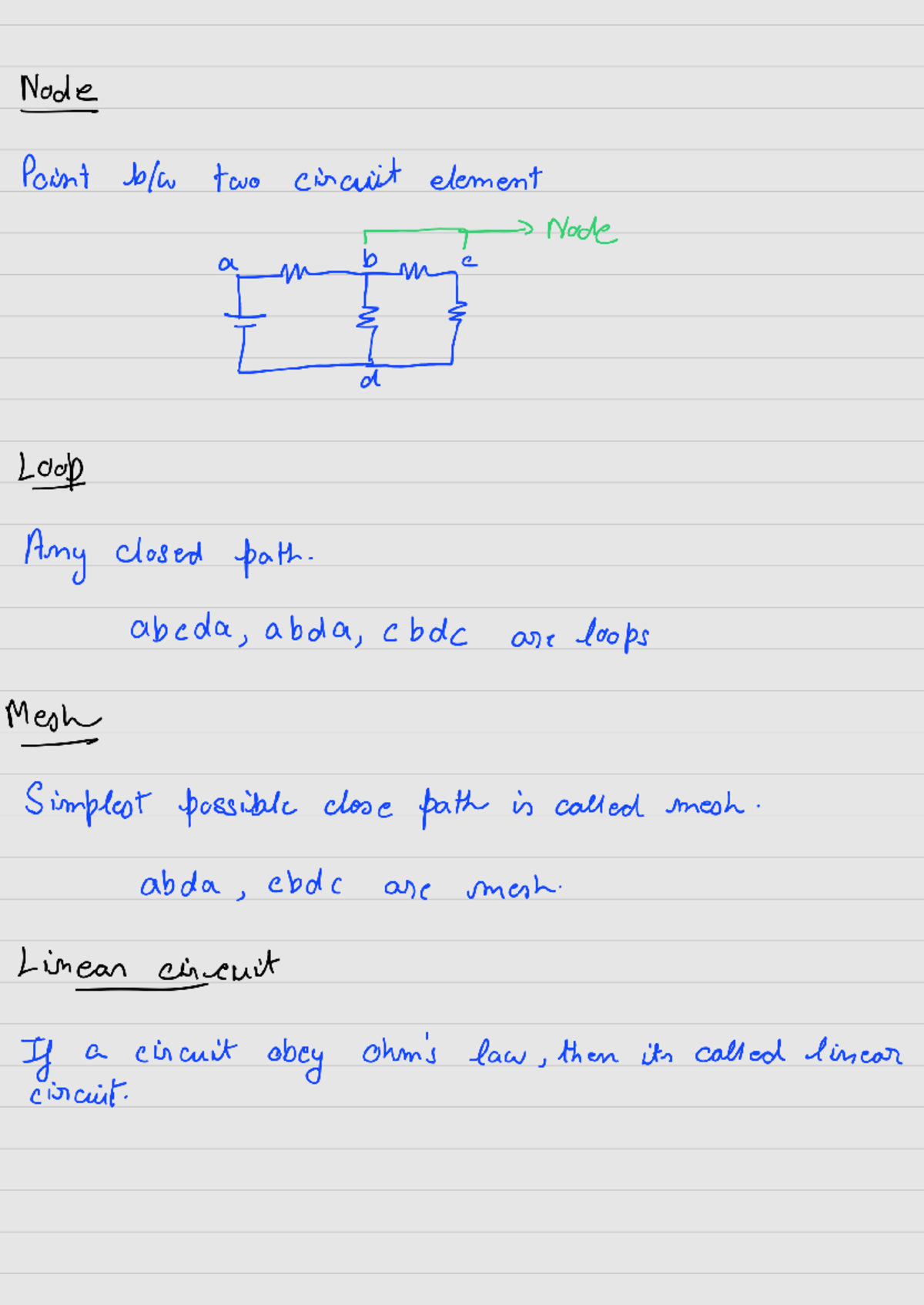 Circuit theory 250202 010100 - Node Point two circuit element Node a b ...