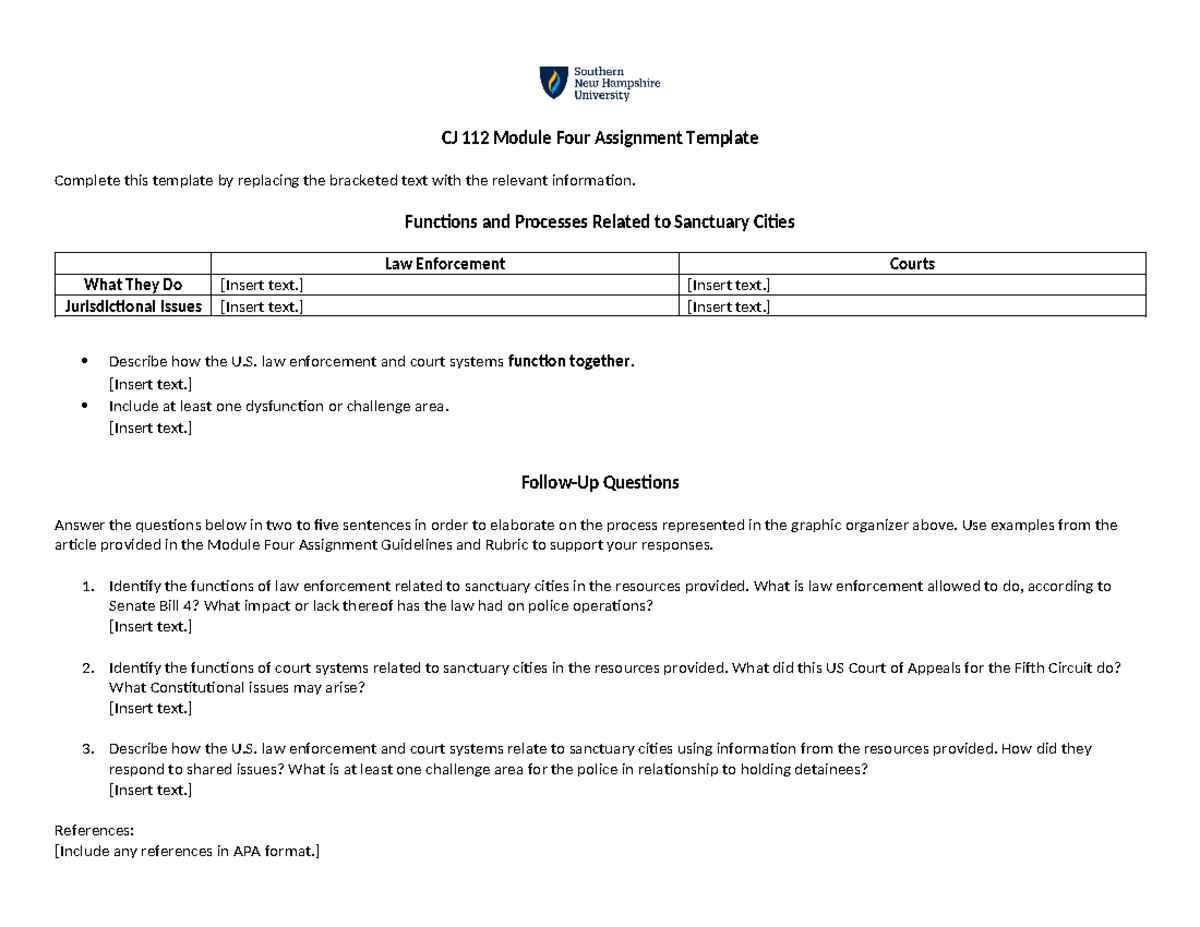 CJ 112 Module Four Assignment Template - CJ 112 Module Four Assignment ...