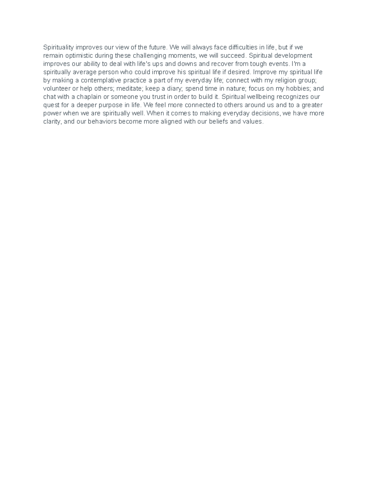 Spiritual Self Quiz - 4th block quiz answers for Finals - Spirituality ...