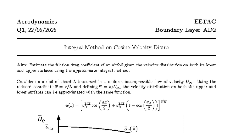Aerodynamics Q1, EETAC Boundary Layer Integral Method Analysis - Studocu
