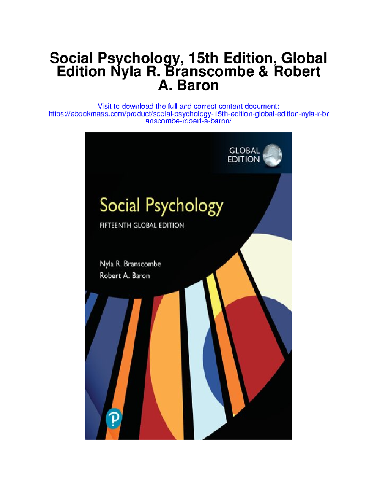 726000203 Social Psychology 15Th Edition Global Edition Nyla R ...