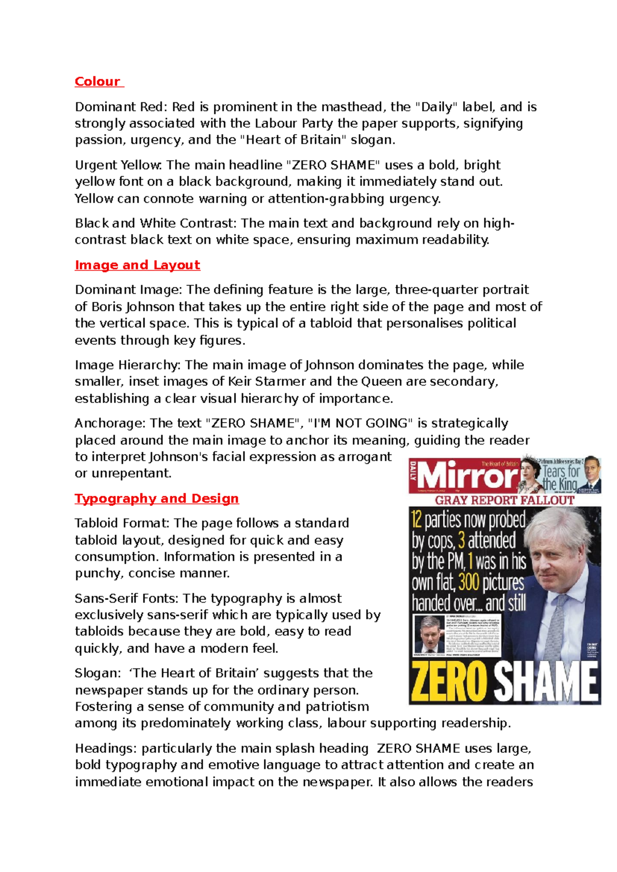 Daily Mirror Analysis: Visual and Textual Strategies in Politics - Studocu