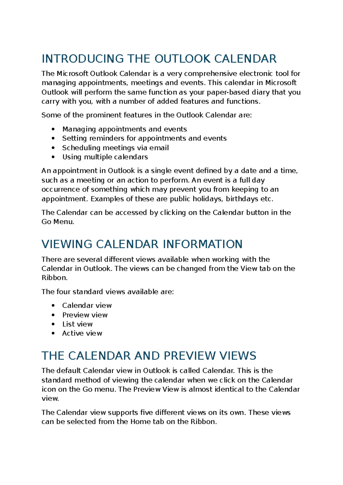 Microsoft Outlook Calendar User Guide: Features & Navigation Tips - Studocu