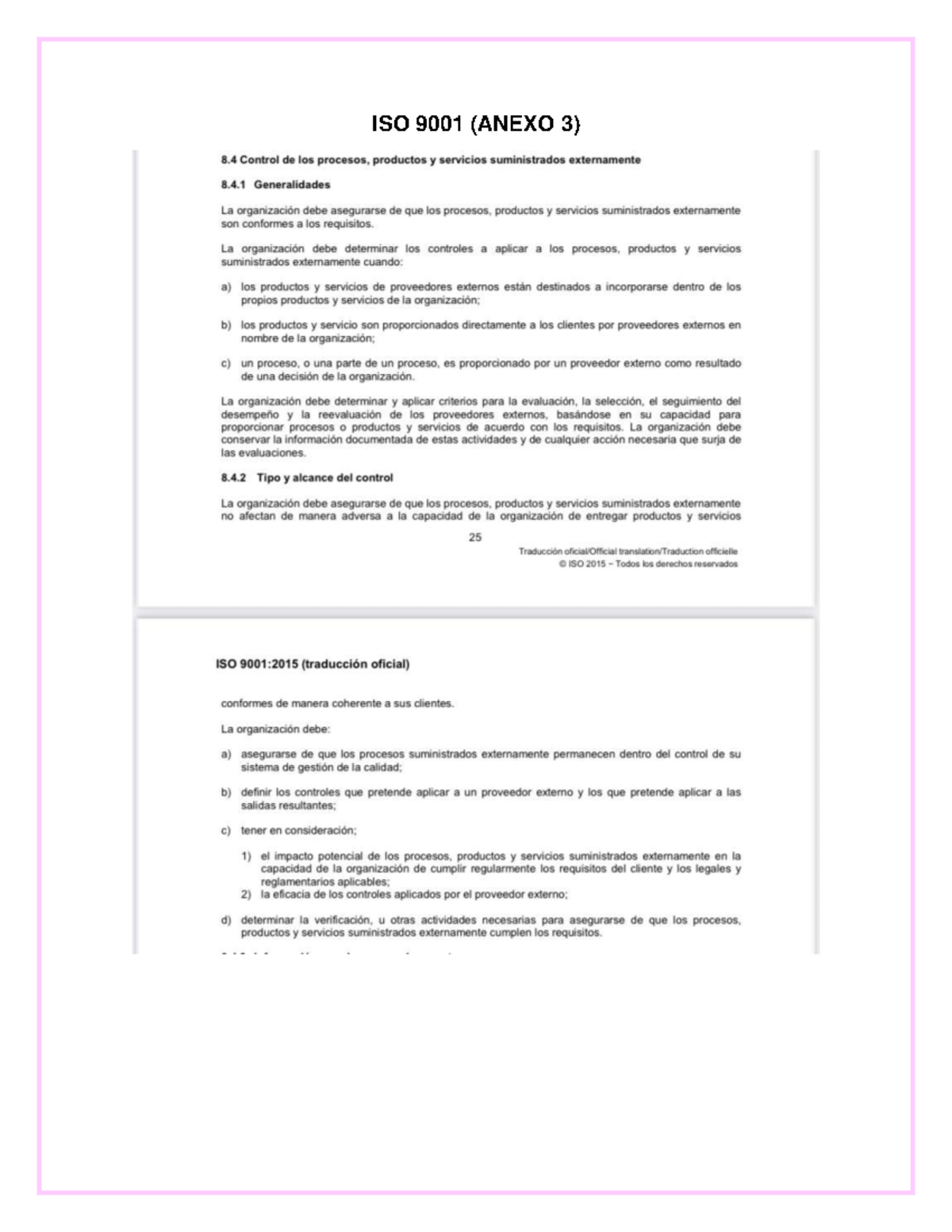 ISO 9001 (ANEXO 3) Control de Procesos y Servicios Externos - Studocu