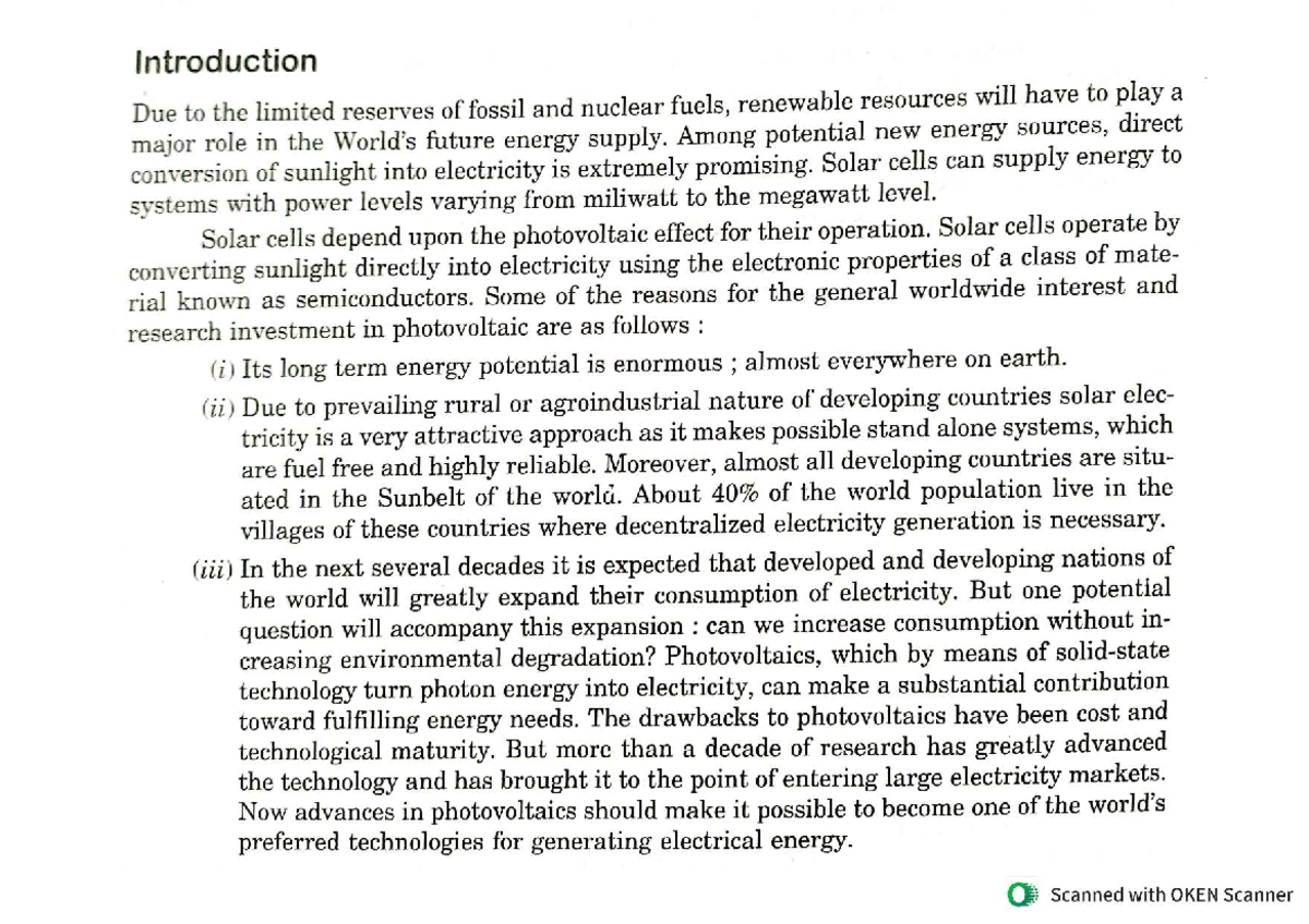 Solar PV - Renewable Energy Notes: Introduction to Photovoltaics - Studocu