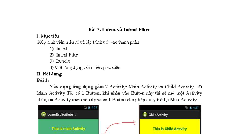 CR424 - Lab 7: Understanding Intent and Intent Filter in Android - Studocu
