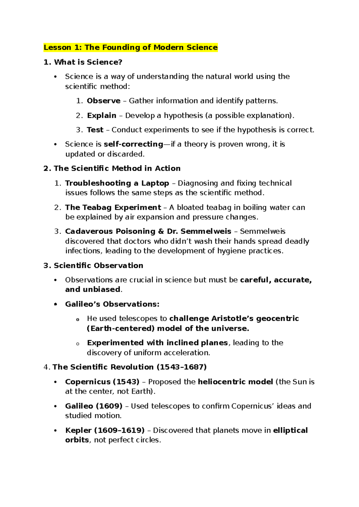 HSI1000: Summary of Lessons 1-6 on Science and Climate Change - Studocu