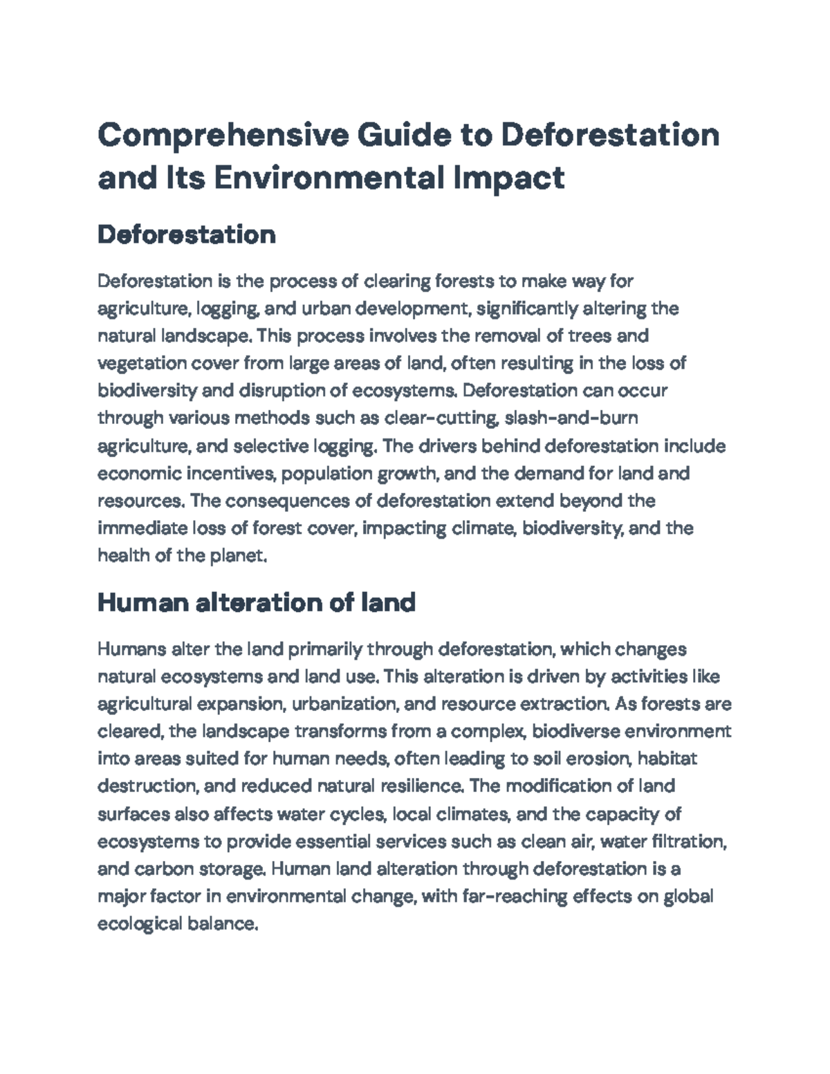 Deforestation: Environmental Impact & Climate Change Overview - Studocu