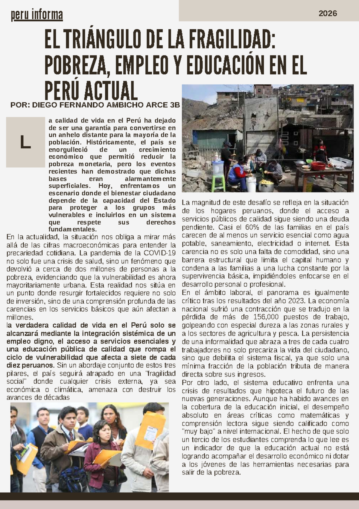 EL TRIÁNGULO DE LA FRAGILIDAD EN EL PERÚ: POBREZA, EMPLEO Y EDUCACIÓN ...