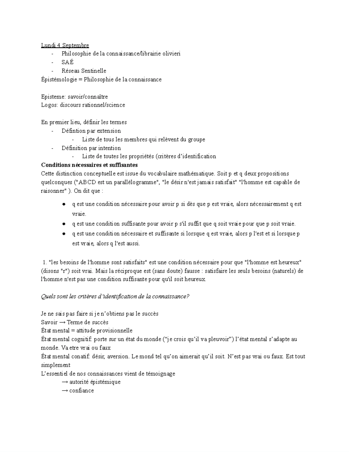 Fiche cours 1 - Philosophie de la connaissance Cours 1 Qu’est-ce qu’une ...