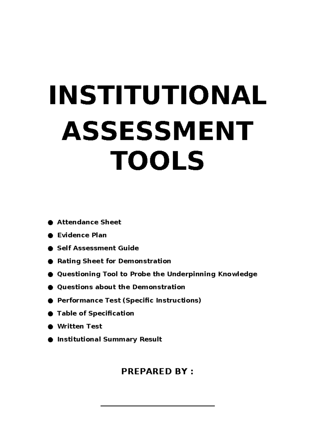 490263014 Institutional Assessment Tools and Guidelines - Studocu