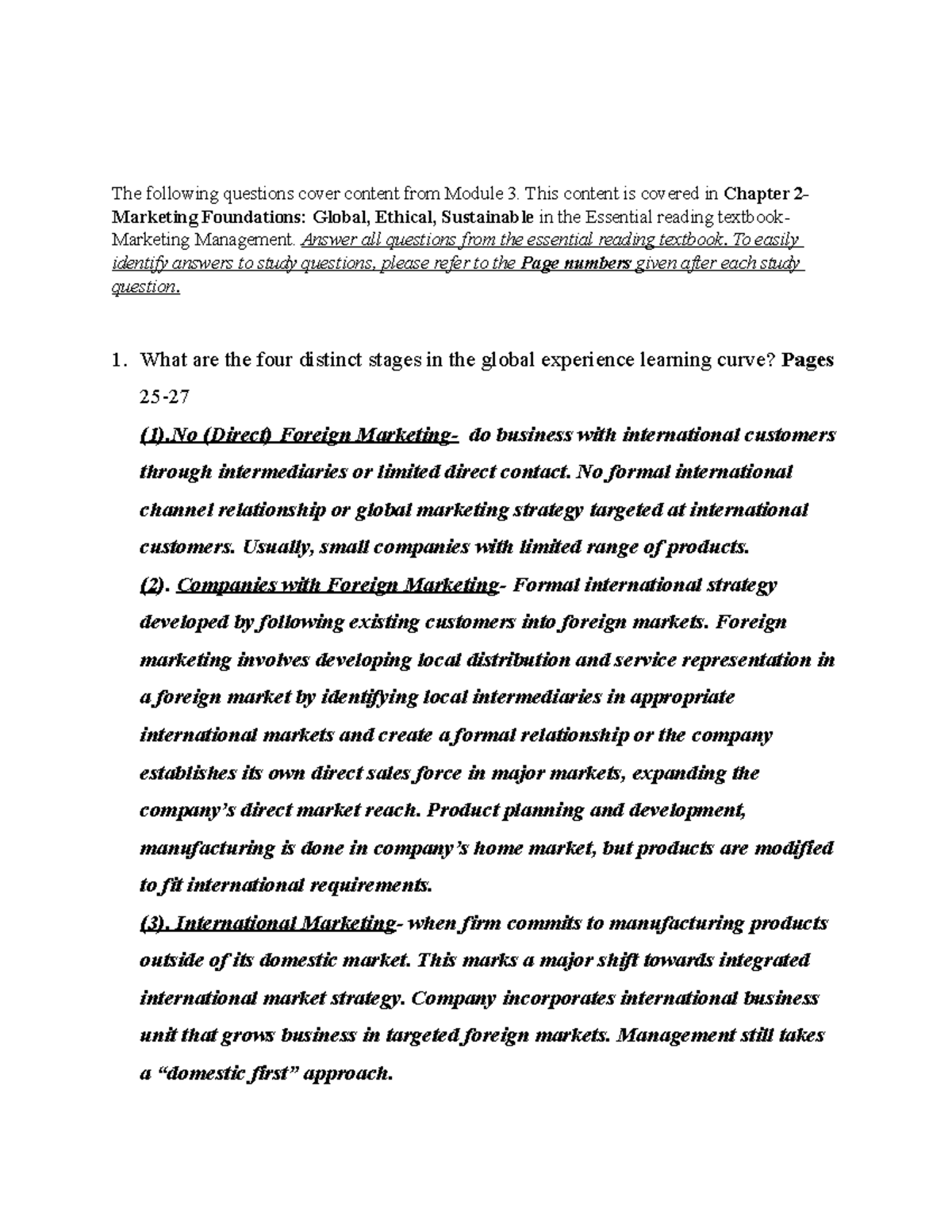 Module 3 Study questions complete - The following questions cover ...