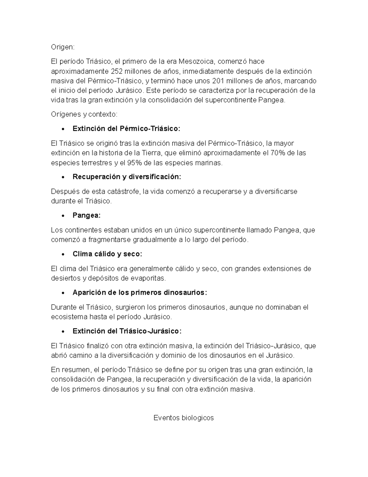 Resumen detallado de la catequesis: El Período Triásico - Studocu