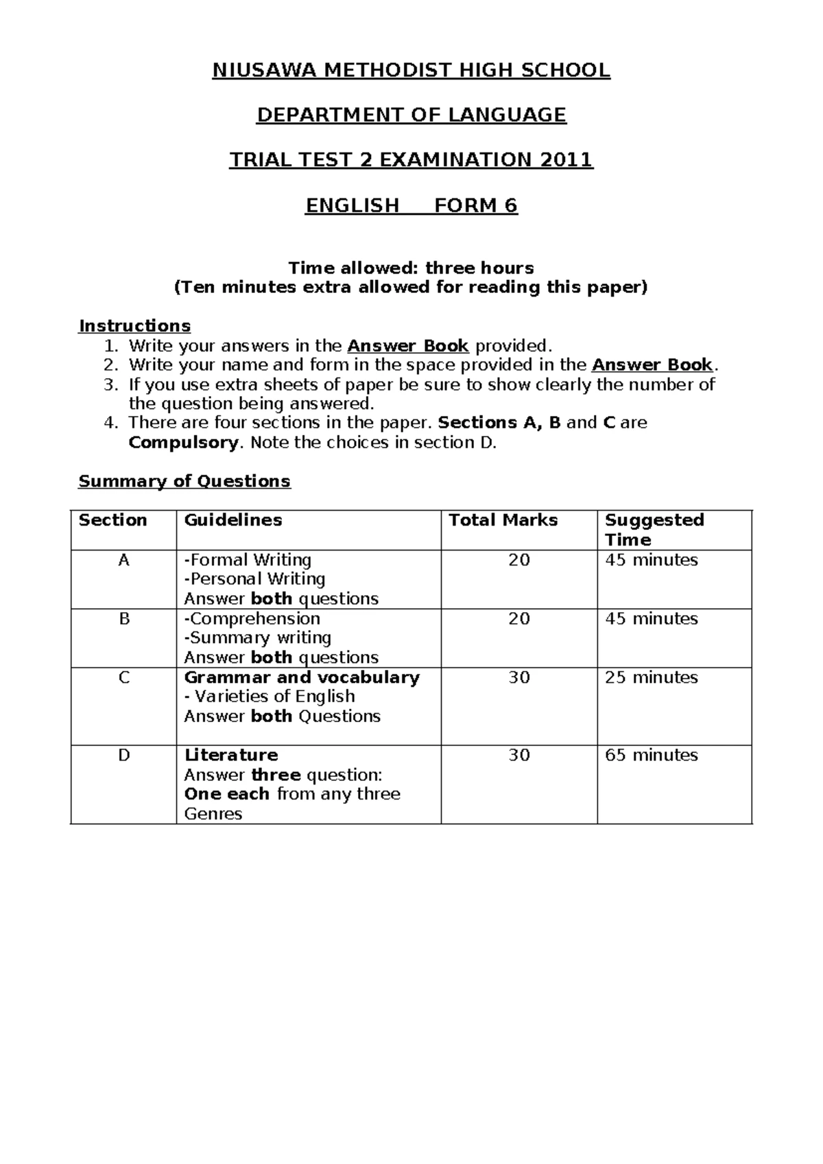 Y12 English QP - Past YEAR papers - MINISTRY OF EDUCATION, HERITAGE ...