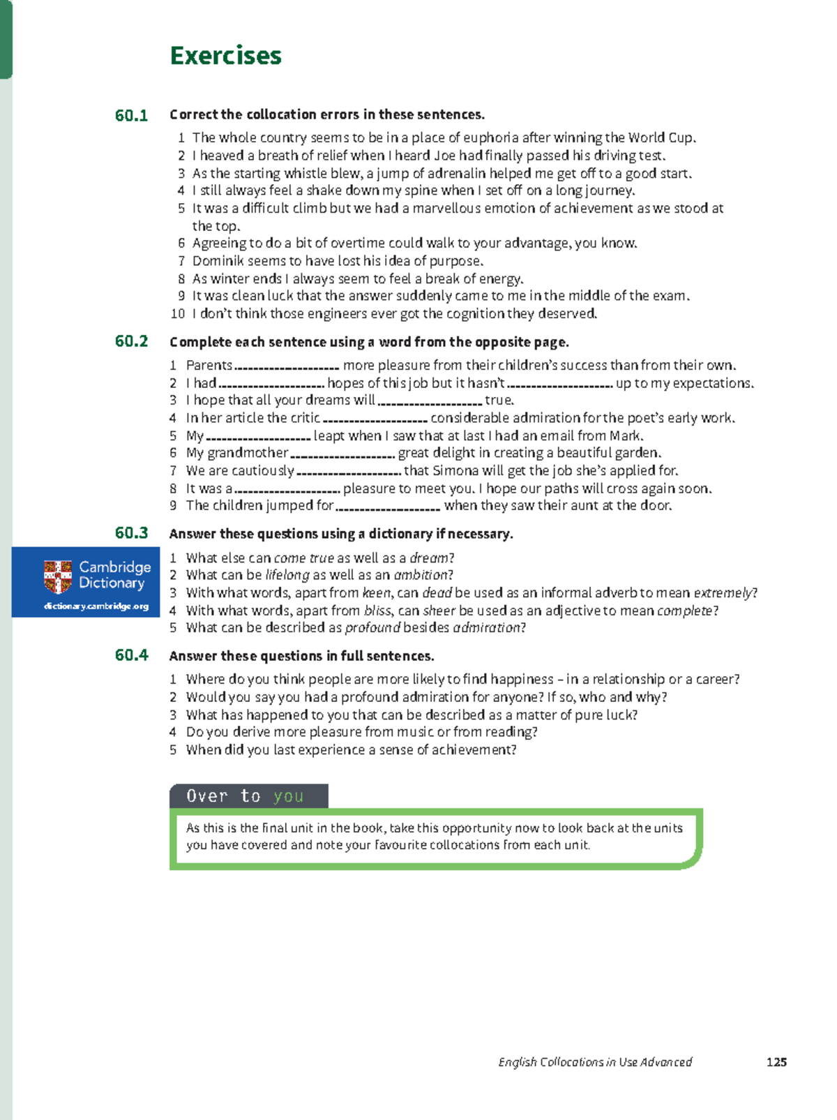 ANS Advanced Collocations in Use: Exercises and Key Insights - Studocu