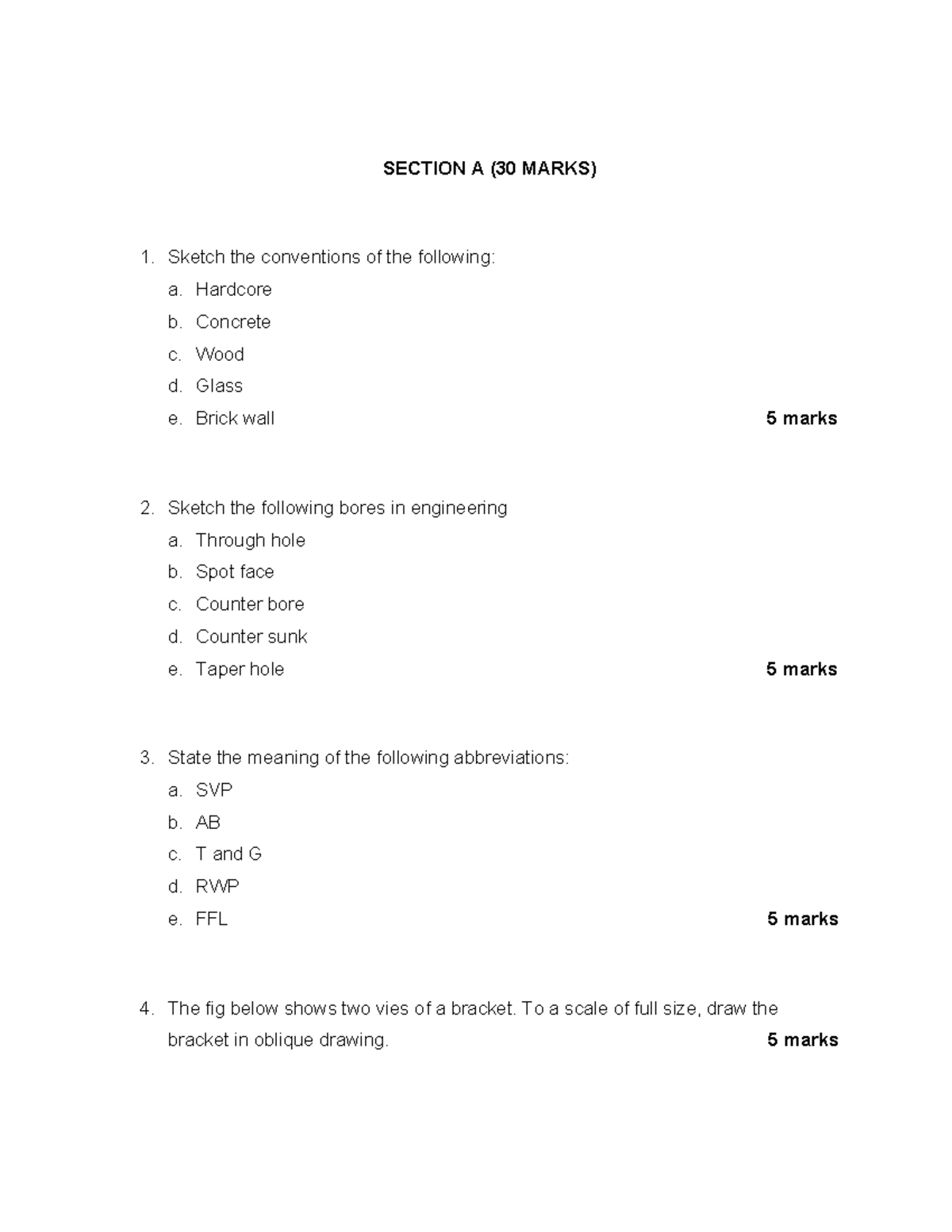 Engineering Drawing Practice - Paper 2 (30 Marks) - Studocu
