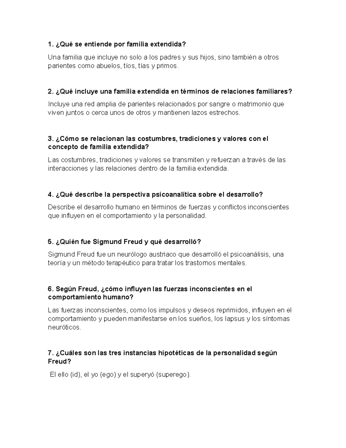 Cuestionario - Preguntas - ¿Qué se entiende por familia extendida? Una ...