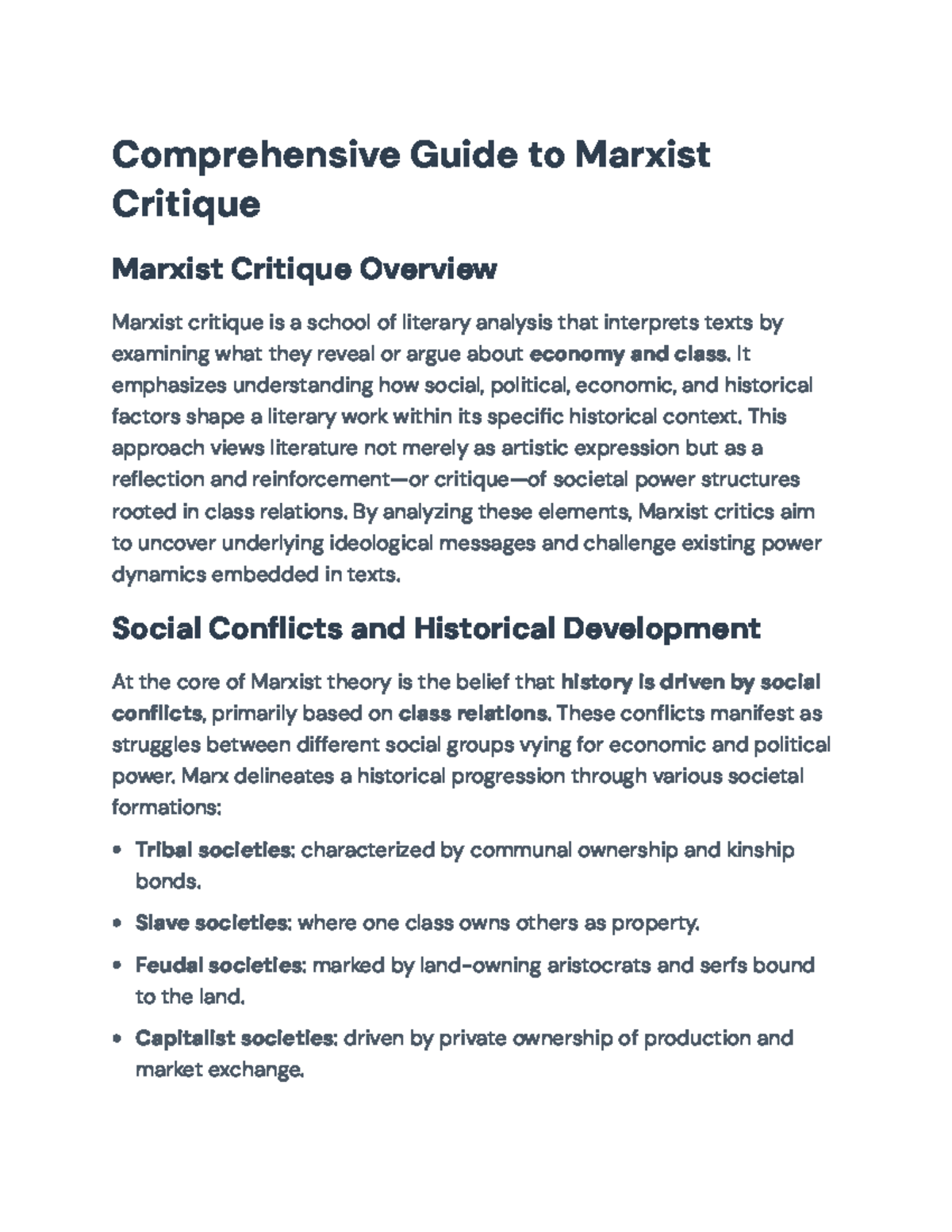 Comprehensive Guide to Marxist Critique and Literary Analysis (ENG 201 ...