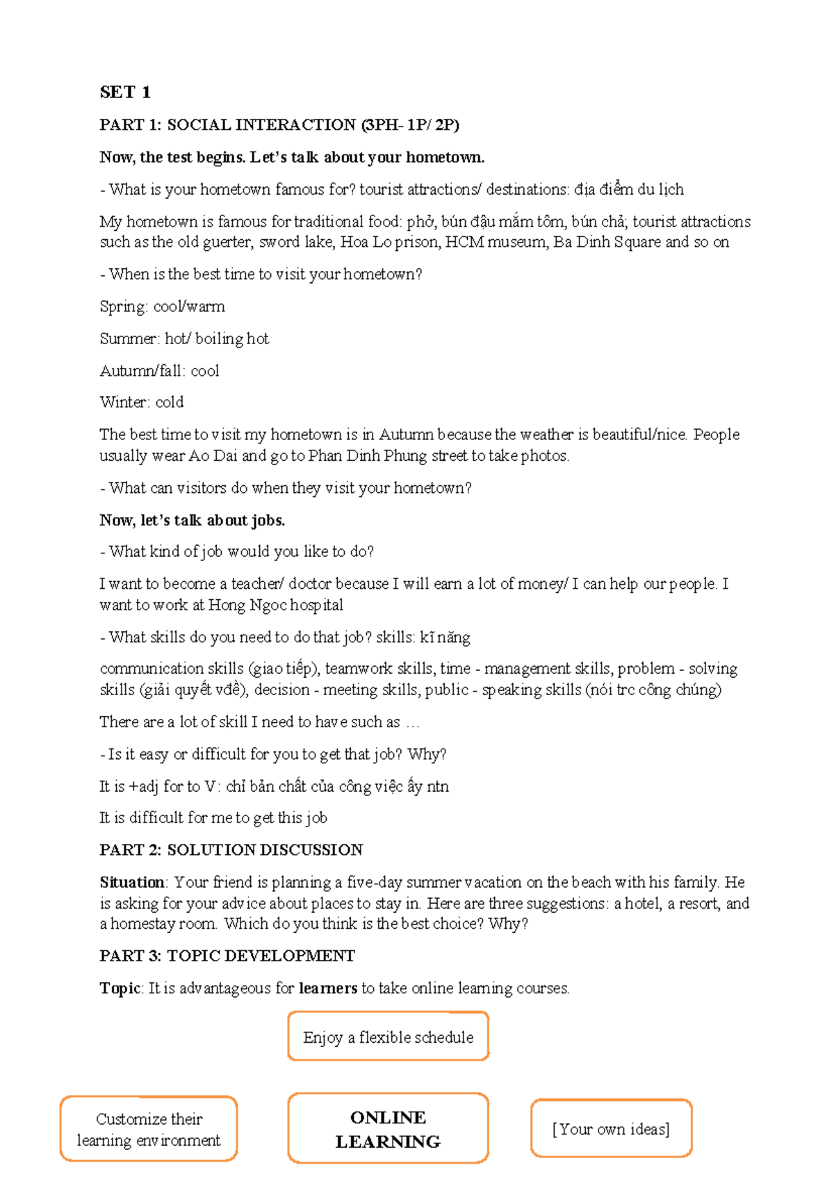 SET CÂU HỎI Speaking - Comprehensive Practice for Social Interaction ...