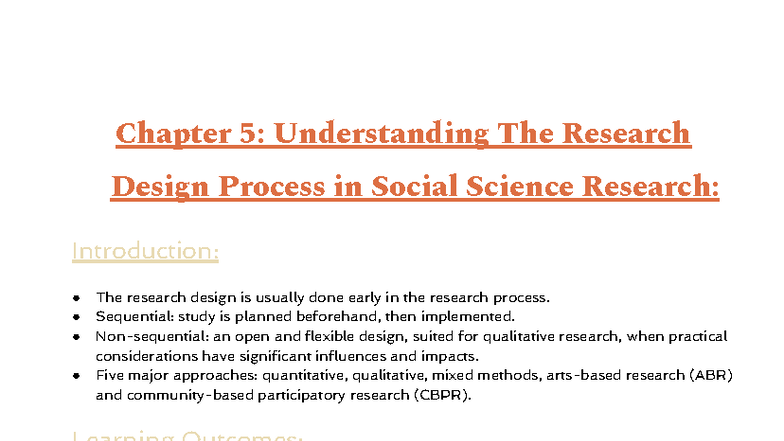 RSC2601 Chapter 5: Exploring Research Design in Social Science - Studocu