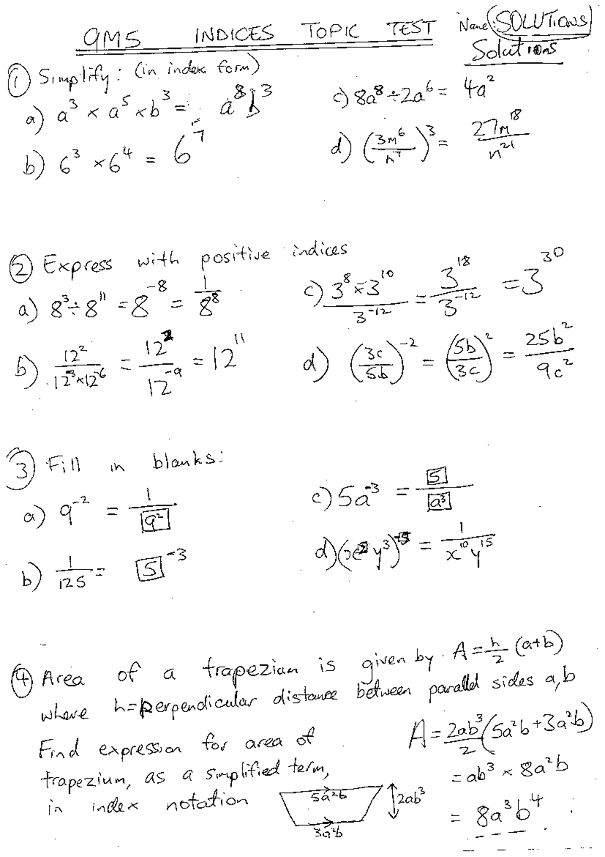 9MS INDICES TOPIC TEST SOLUTIONS (PRACTICE PAPER) - Studocu