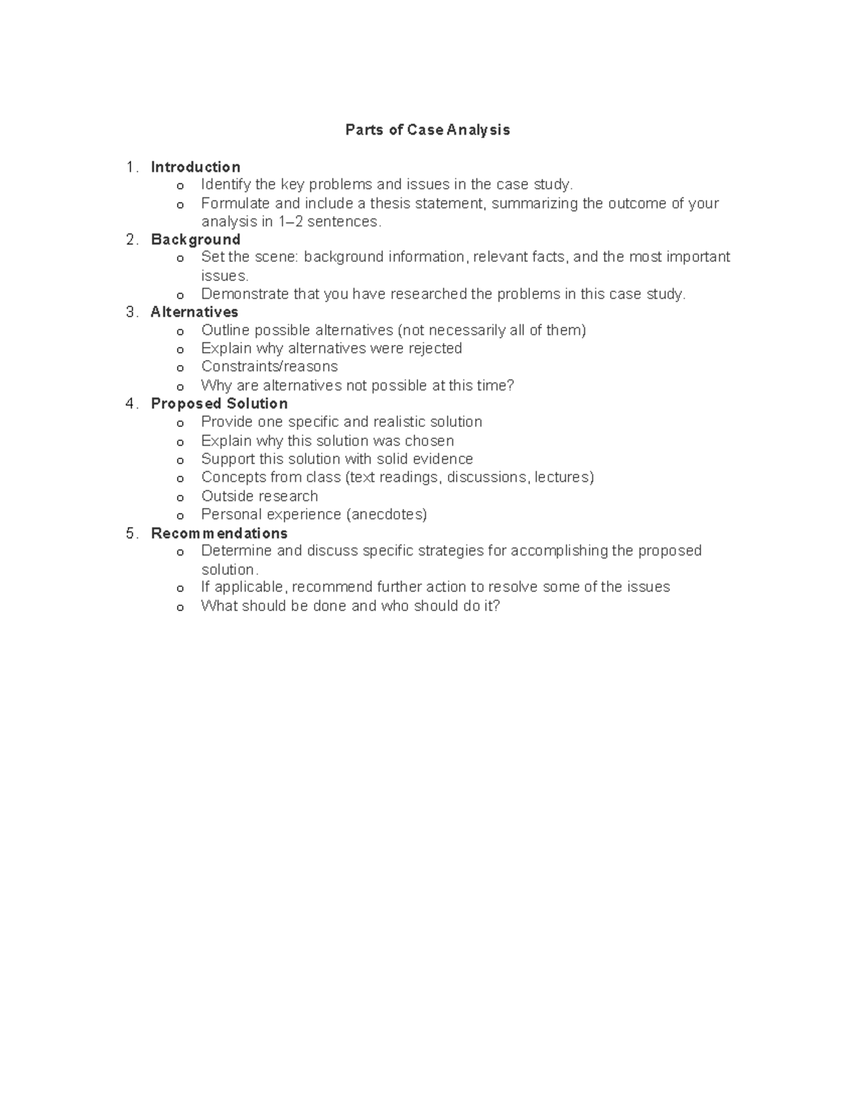 Case Analysis Framework: Key Parts and Solutions - Studocu